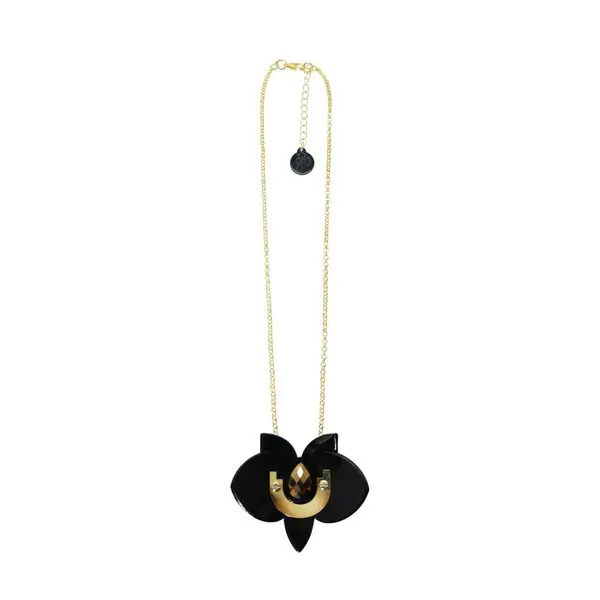 GISSA BICALHO Orchid Pendant Necklace - Black