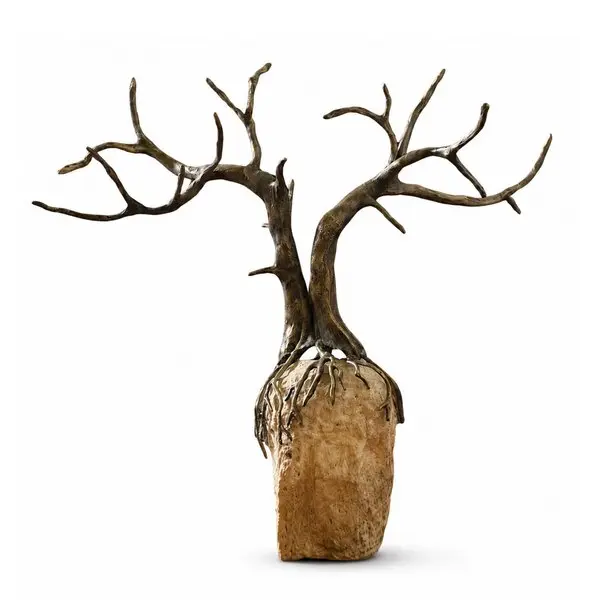 MARLETH Gold / Brown Bronze Tree Sculpture With Stone Base