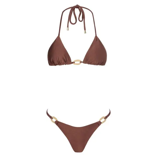 ACUARELA BRAND Capri Triangle Bikini Set - Brown