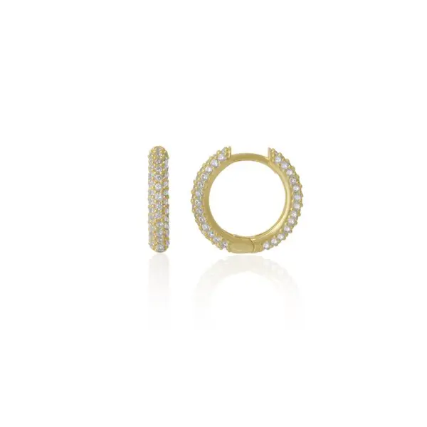 SPERO LONDON Pave Rectangular Sterling Silver Hoop Earrings - Gold