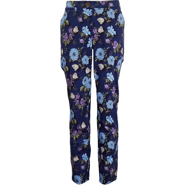 LORDS OF HARLECH Jack Augustus Floral Pant Navy - Blue