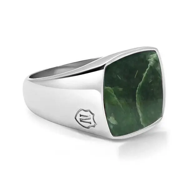 NIALAYA JEWELRY Signet Ring With African Turquoise - Silver/green