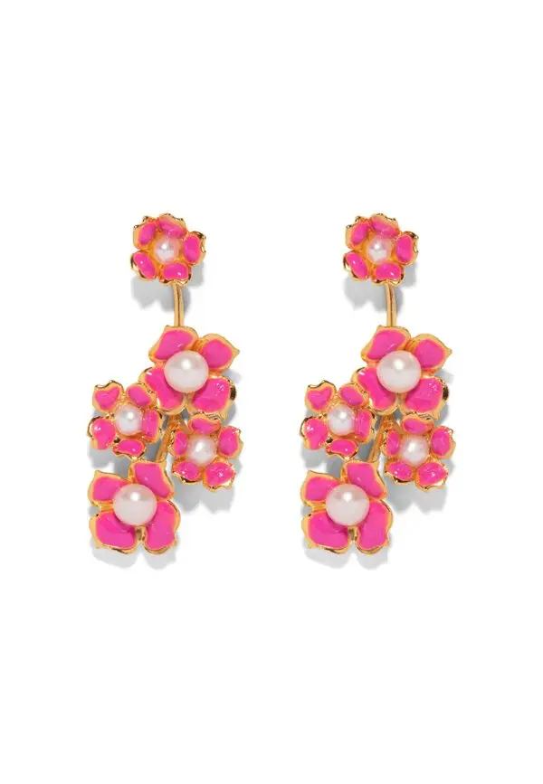 THE PINK REEF Falling Florals Dangle Earrings - Pink
