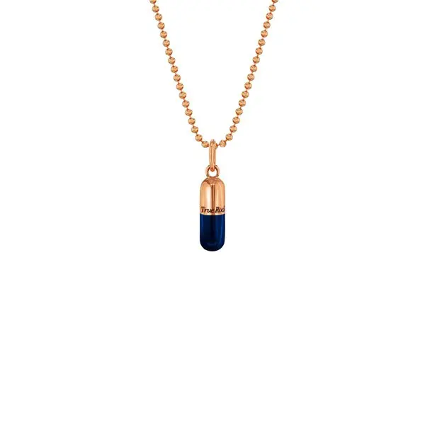TRUE ROCKS Small Pill Pendant - Rose Gold/blue