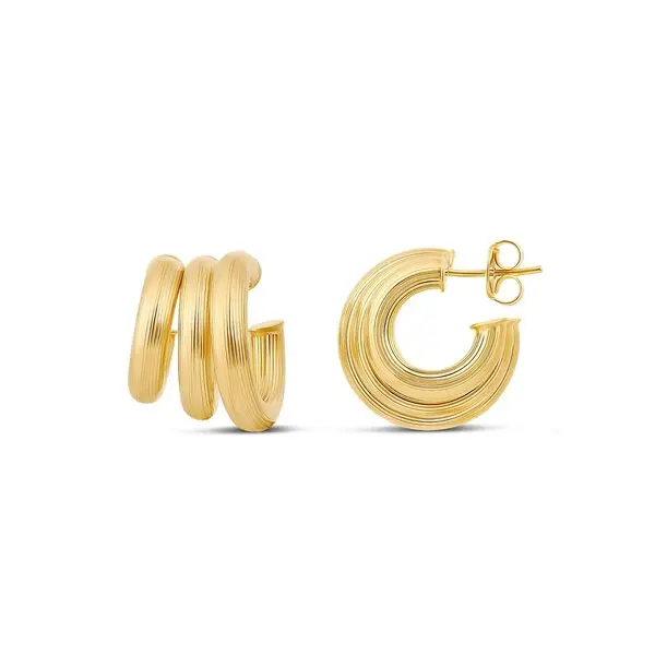 SHYMI Triple Textured Hoop Earrings - Gold