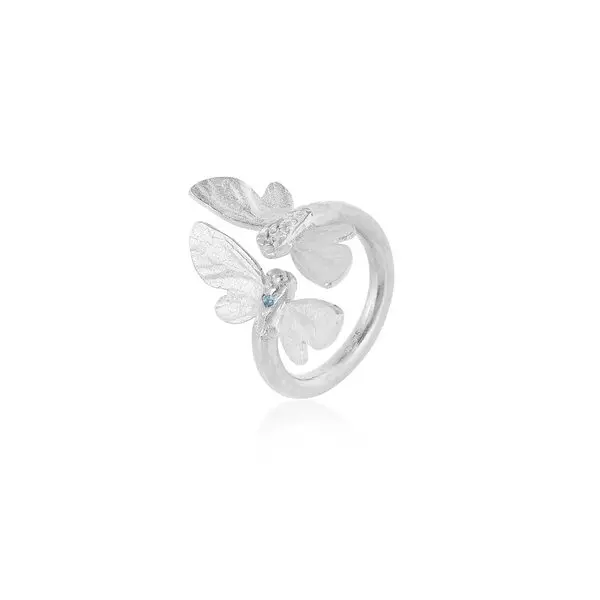 MOON LONDON Joy Butterfly Topaz Adjustable Ring - Silver