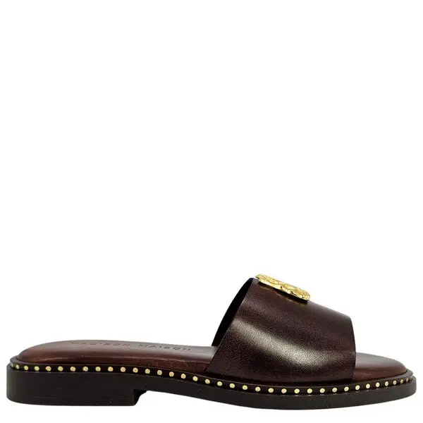 MADISON MAISON Leather Slide With Hammered Hardware