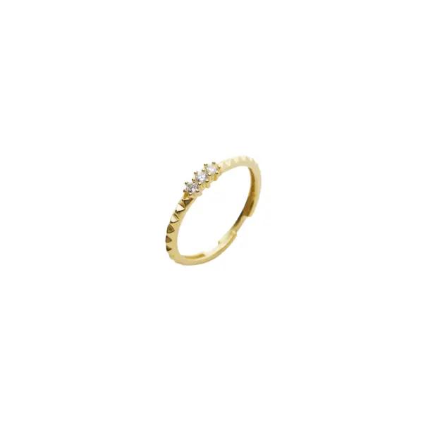 SPERO LONDON Sterling Silver Three Round Gem Stacking Ring - Gold