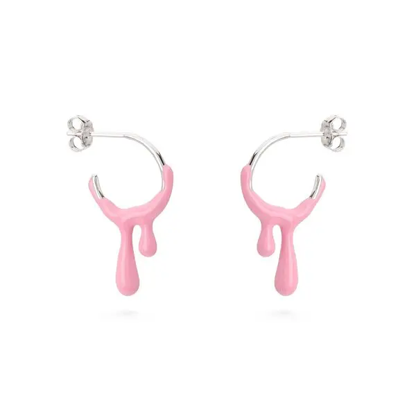 DOLCETTO DESIGNS Hoop Earrings - Silver/pink