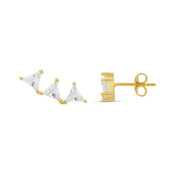 SHYMI Three Stone Triangle Ear Crawlers - Gold