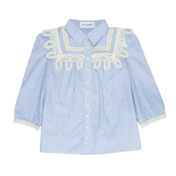 ROCH PEREL Lace And Striped Blouse