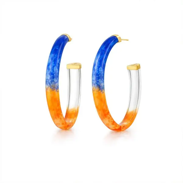 GOLD & HONEY Tie Dye Hoop Earrings - Blue/gold
