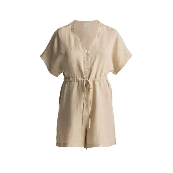 REISTOR V-neck Hemp Romper - Beige