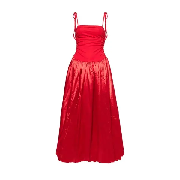 AMY LYNN Alexa Satin Puffball Dress - Red