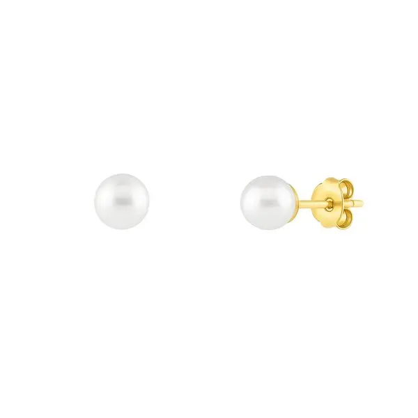 SPERO LONDON 9ct Solid Gold Freshwater Pearl Stud Earrings - Gold/white