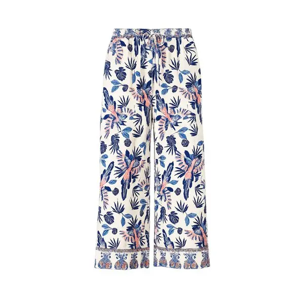 YUMI Printed Wide Leg Viscose Trousers