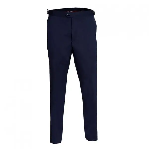 DAVID WEJ Plain Dress Trousers With Side Adjusters - Blue