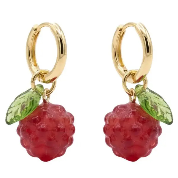 SEREE Harvest Raspberry Stone Charm Earrings - Red