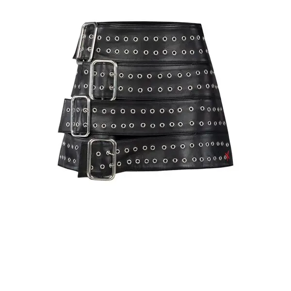 PCFG Eyelet Leather Mini Skirt