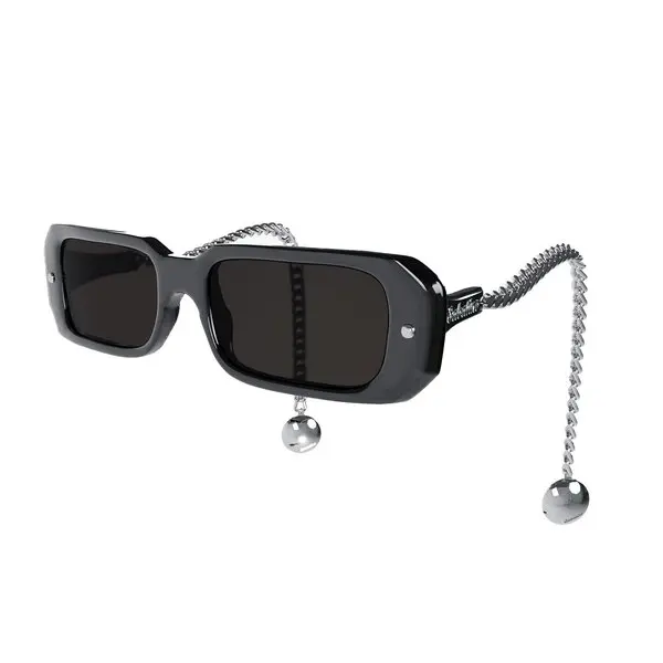 SABATINO Downlow Rectangle Sunglasses With Silver Pendant - Black