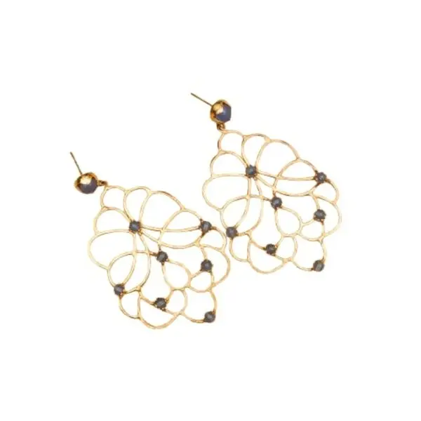 ROZ Mirvat Labradorite Drop Earrings - Blue/yellow