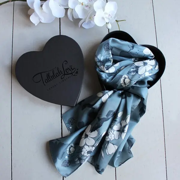 TALLULAH LOVE Limited Edition Moonlight Mist Silk Scarf - Blue