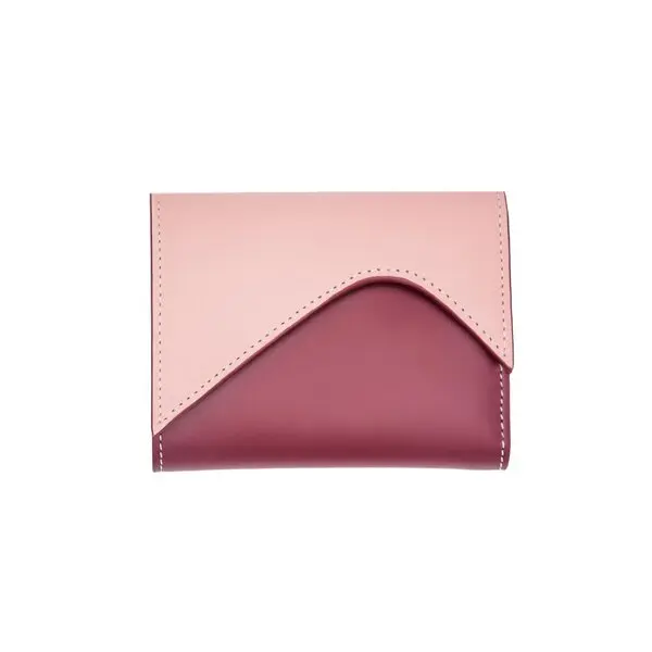 ABSURDE Mountain And Burgundy Leather Trifold Wallet - Pink