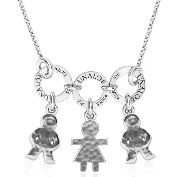 UNALOE Sterling Necklace With Child Silhouette Pendants - Silver