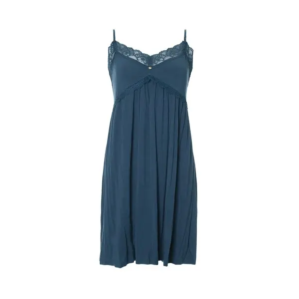 PRETTY YOU Green / Blue Bamboo Lace Chemise In Teal - Green/blue