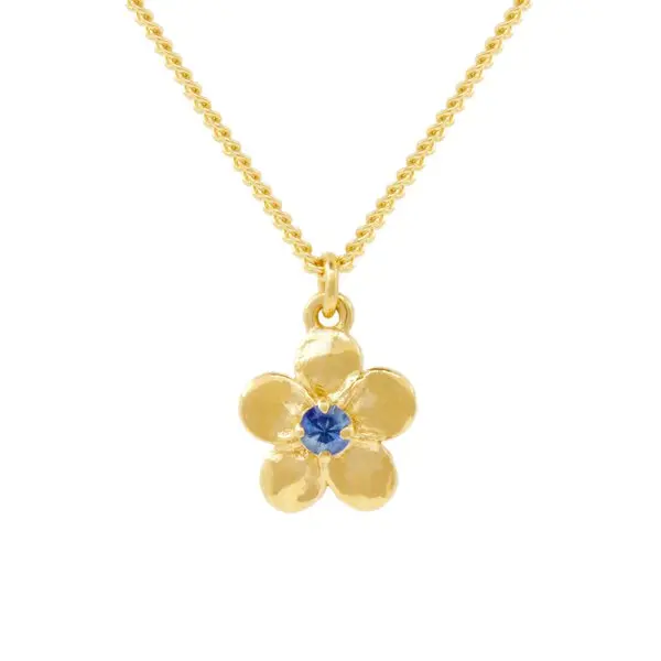 LEE RENEE Forget Me Not Sapphire Pendant Necklace - Gold