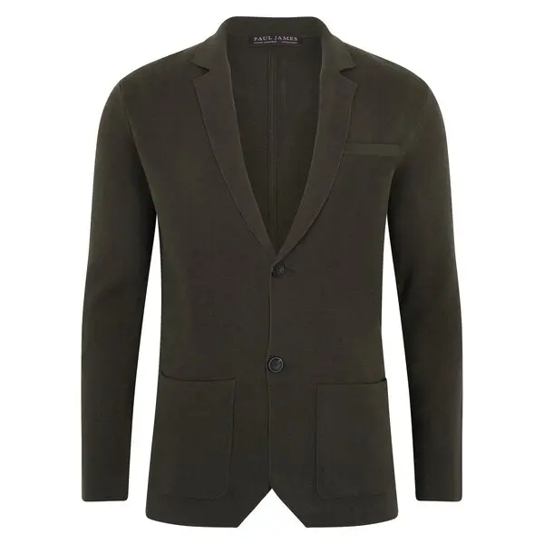 PAUL JAMES KNITWEAR Lightweight Organic Cotton Linen Knitted Blazer - Green
