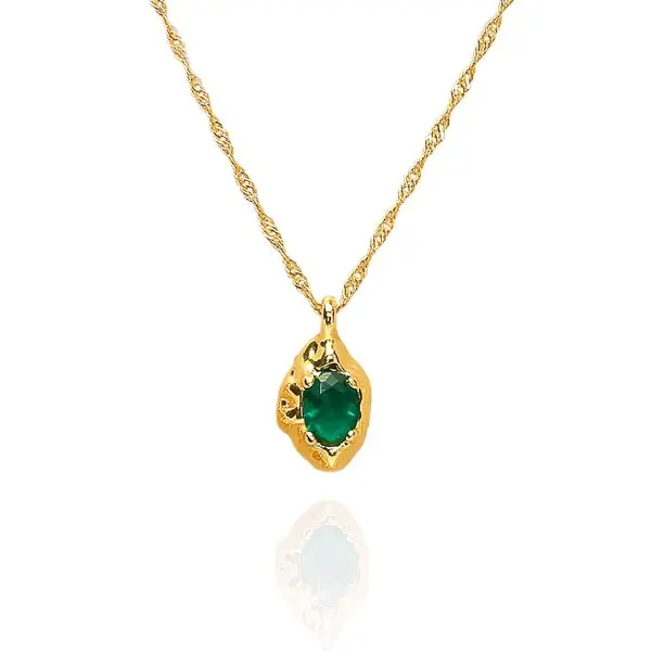 CLASSICHARMS Emerald Pendant Necklace - Green/gold
