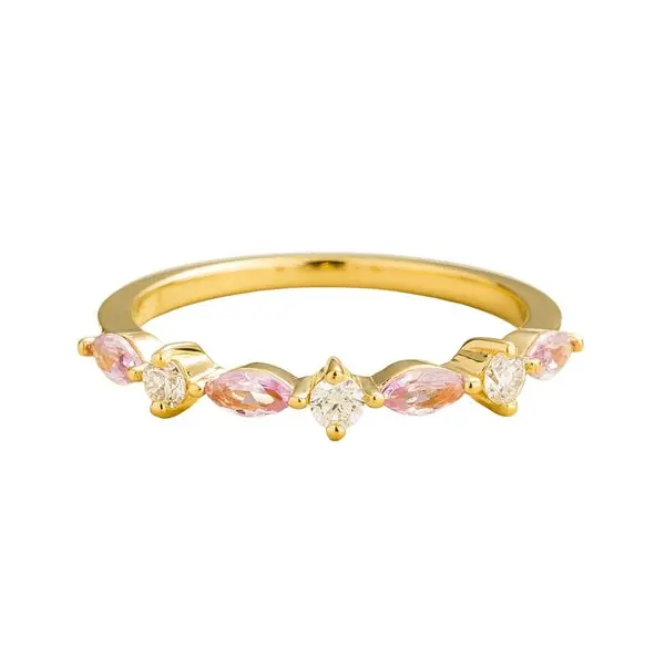 JUVETTI  Markiz Ring With Pink Sapphire And Diamond In Gold Vermeil - Pink/gold/white