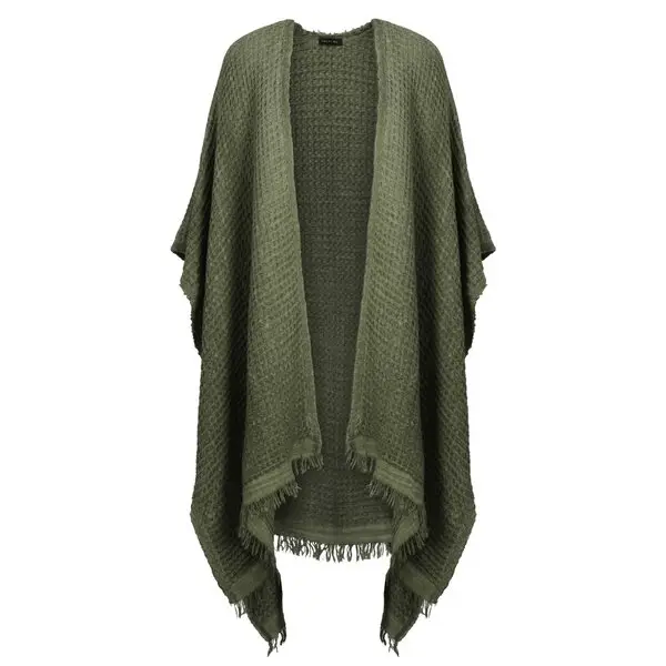 ZHENABIA Waffle Poncho