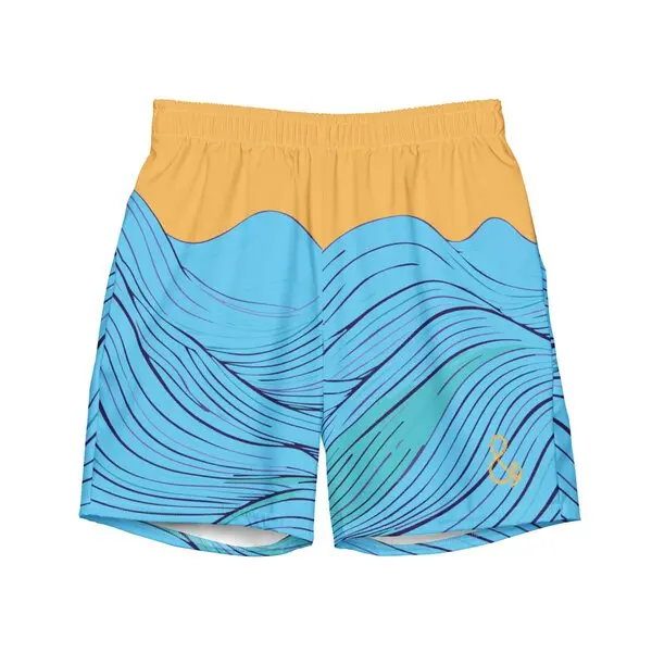 ANCHOR & CREW Deep Waves Print Recycled Swim Shorts - Blue