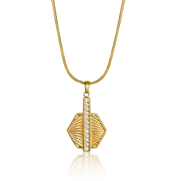 MICKEY'S GIRL Art Deco Hexo Pendant Necklace - Gold