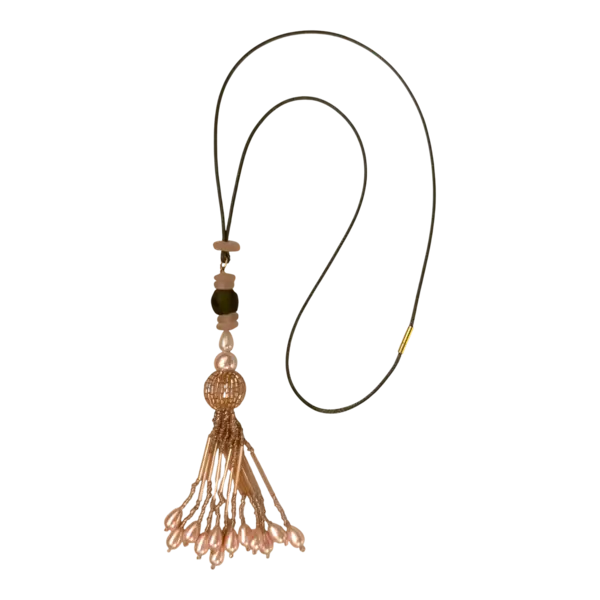 SCCOLLECTION Victoria Beaded Tassel Necklace - Pink/green