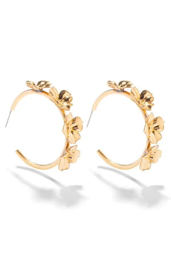 THE PINK REEF Floral Hoop Earrings - Gold