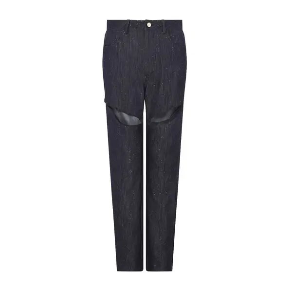 SOUR FIGS Embellished Cut-out Slim Jeans