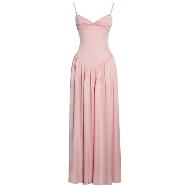 MISS CIRCLE NEW YORK Najwa Ruched Maxi Dress - Pink