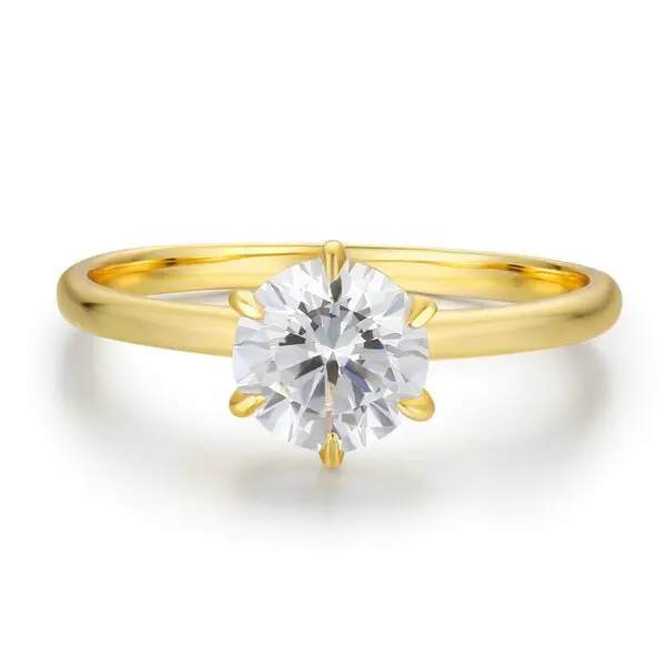 AZURA JEWELRY NEW YORK One Love Round Moissanite Ring - Gold