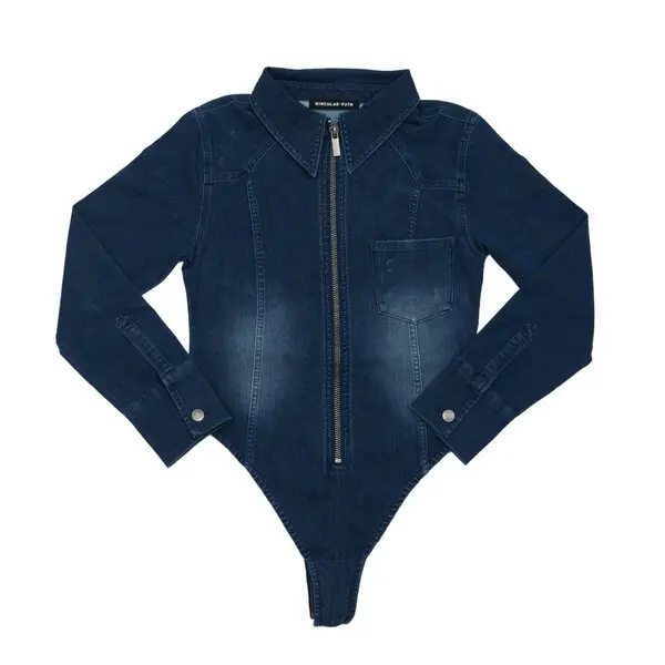 CIRCULAR PATH Denim Bodysuit