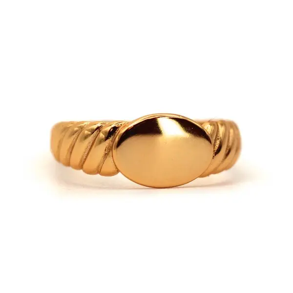 VICSTONENYC FINE JEWELRY Screw Band Design Oval Signet Ring - Rose Gold