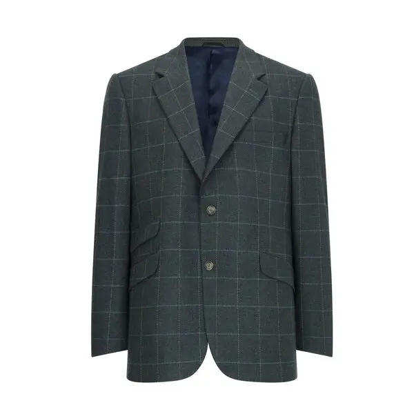 TRIONA Windowpane Tweed Jacket - Green