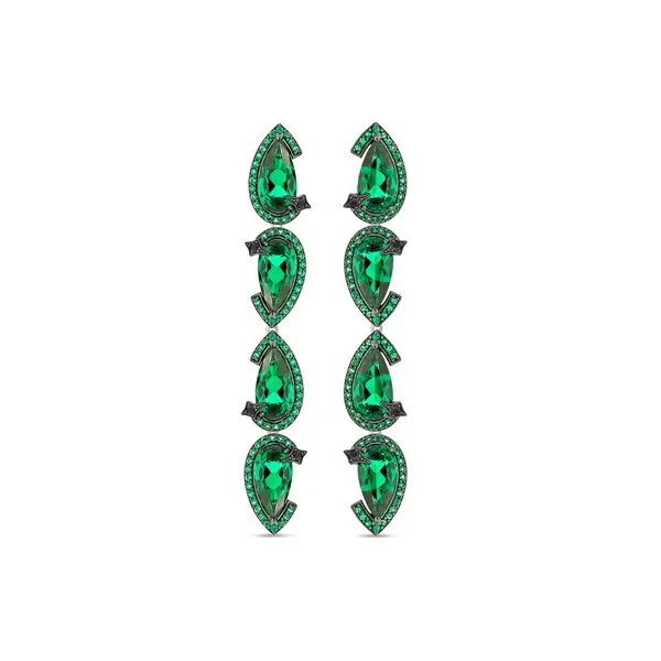 SALLY SKOUFIS Nourish Drop Earrings With Black Diamond And Emerald - Black/green