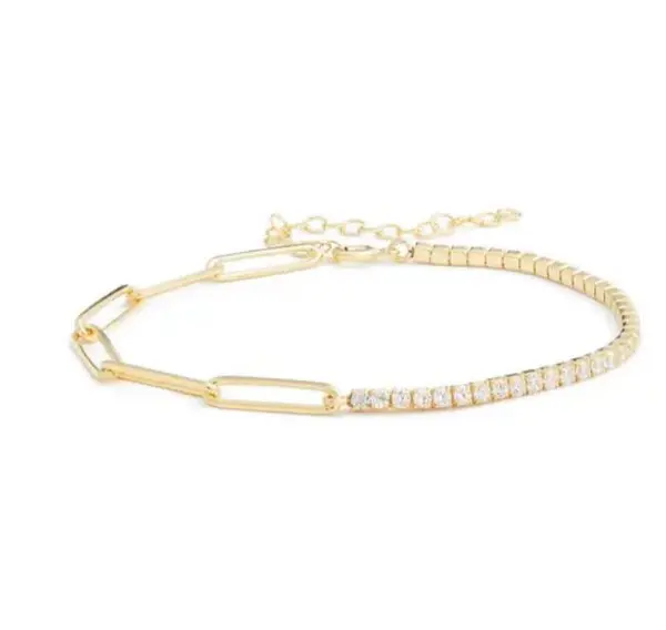SHYMI Paper Clip And Tennis Bracelet - Gold/white