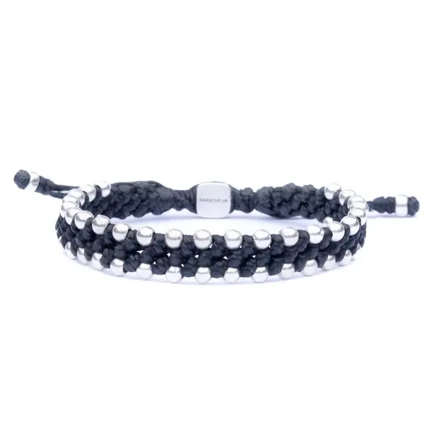 HARBOUR UK BRACELETS Chunky Silver Rope Bracelet - Black