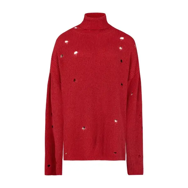 PCFG High Neck Distressed Knit Sweater