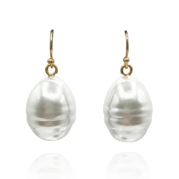 MICHAEL NASH JEWELRY Marcela Baroque Glass Pearl Drop Earrings - White