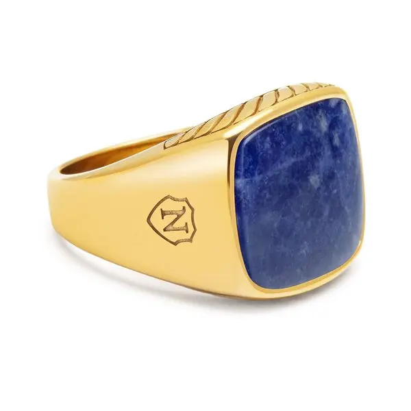 NIALAYA JEWELRY Dumortierite Signet Ring - Gold/blue